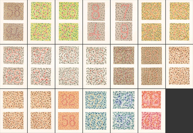 20 Color Blindness Test Charts | HQ Image Bundle Printable Art ...