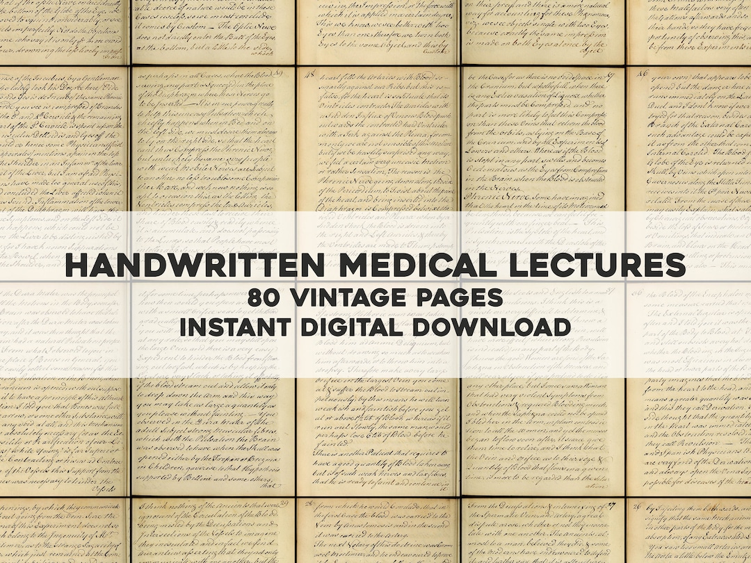 80 Old Handwritten Medical Lecture Pages Manuscript Cursive Script ...
