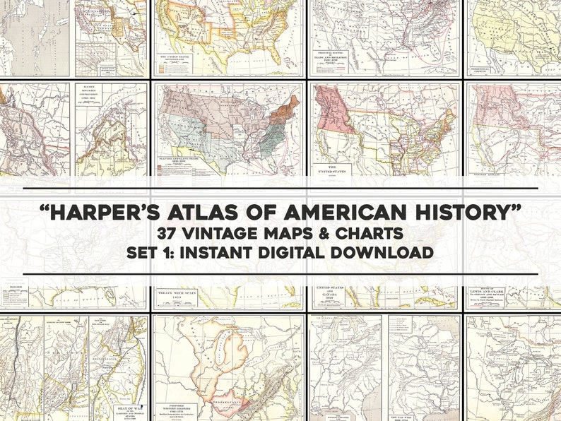 37 Vintage USA & State Maps From 1920s American History Atlas - Etsy