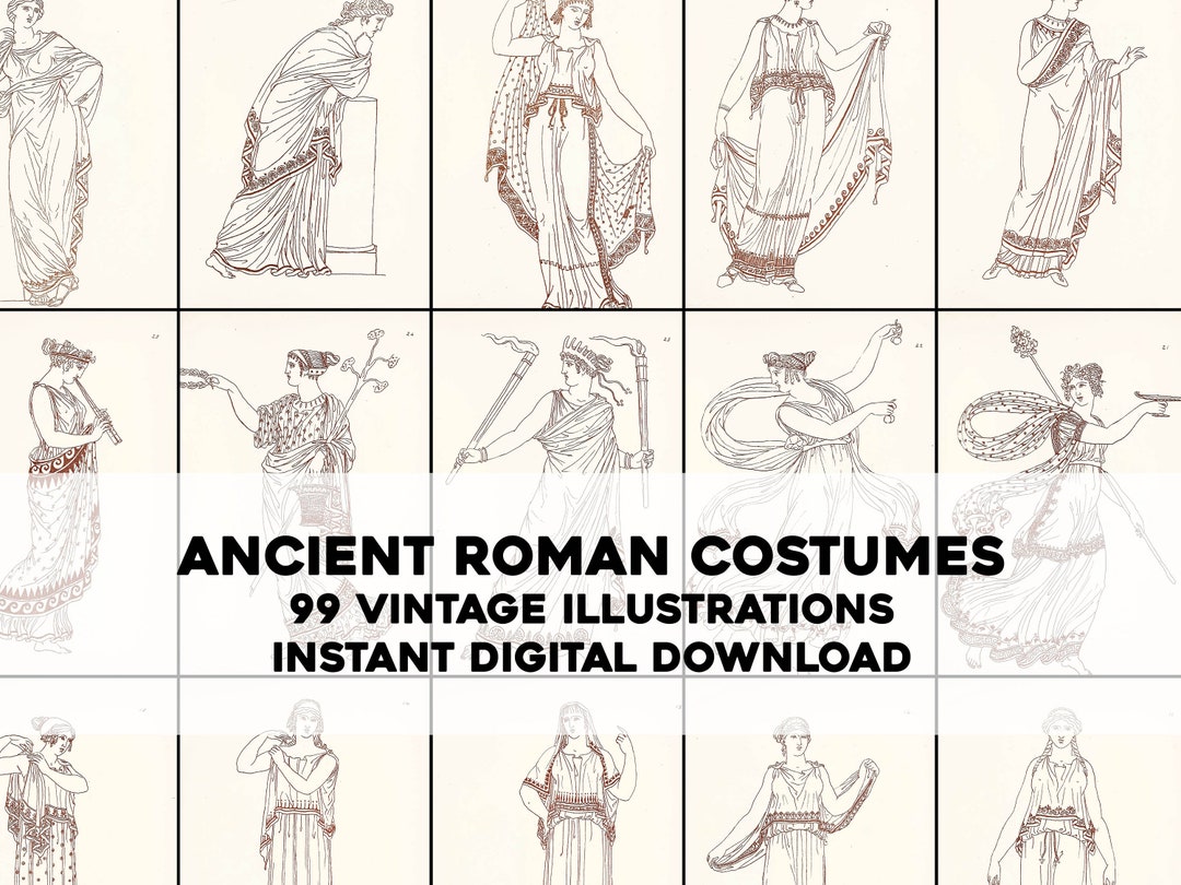 99 Roman Costumes Women & Men Fashion Illustrations | HQ Image Bundle ...