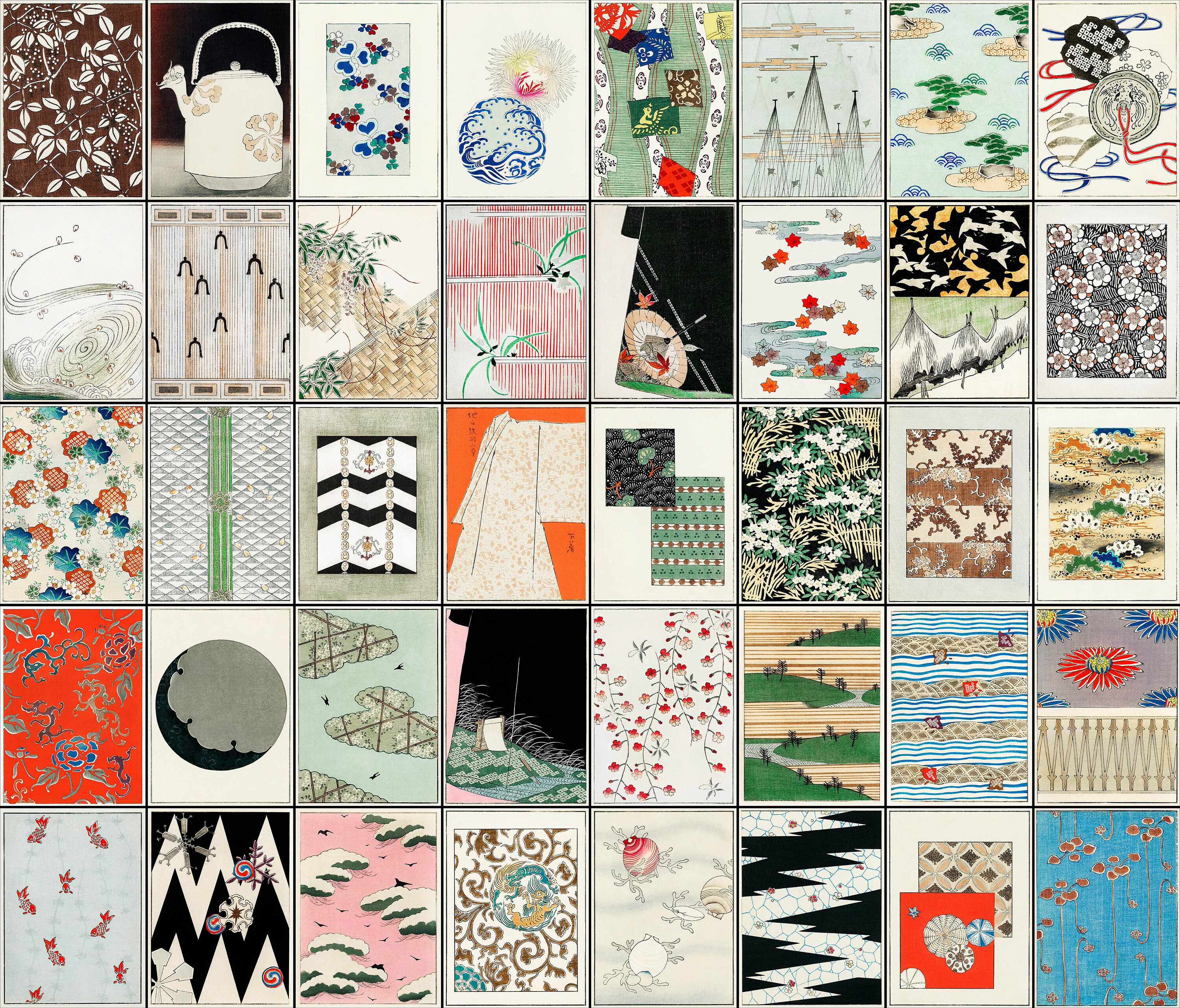 40 Japanese Patterns & Designs Prints Printable Wall Art Bundle Vintage ...