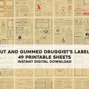 49 Printable Sheets of Vintage Apothecary Druggist Pharmacy Labels ...