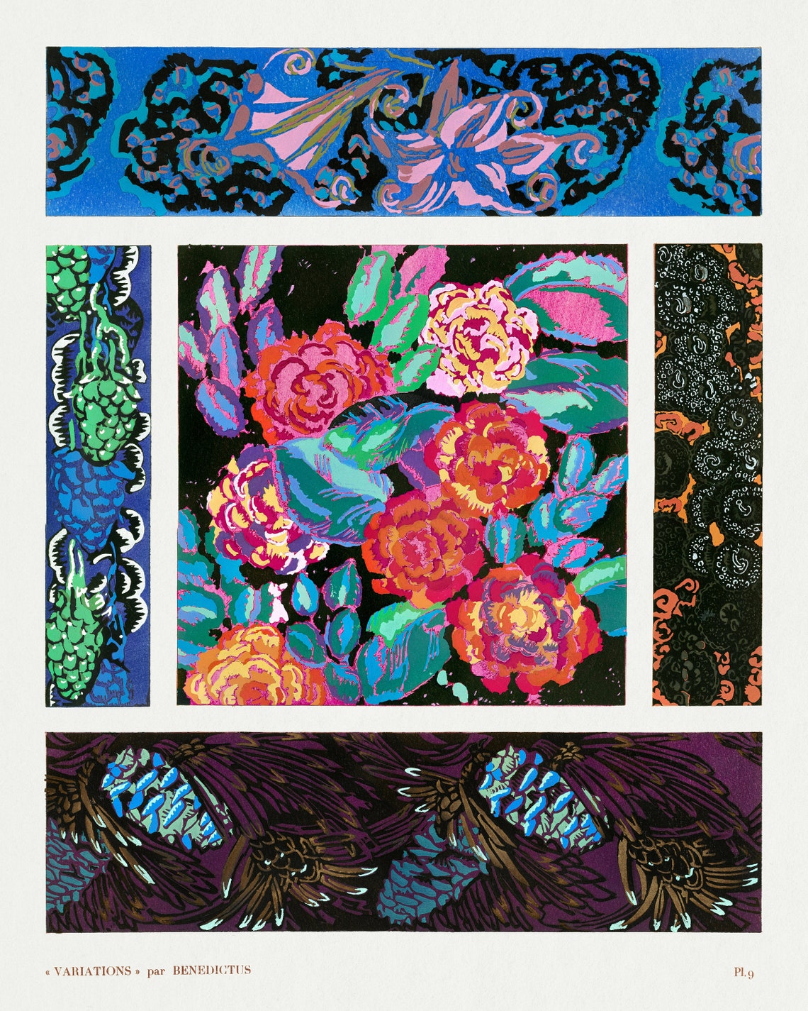 Art Deco Art Nouveau Floral Designs Printable Wall Art/high - Etsy