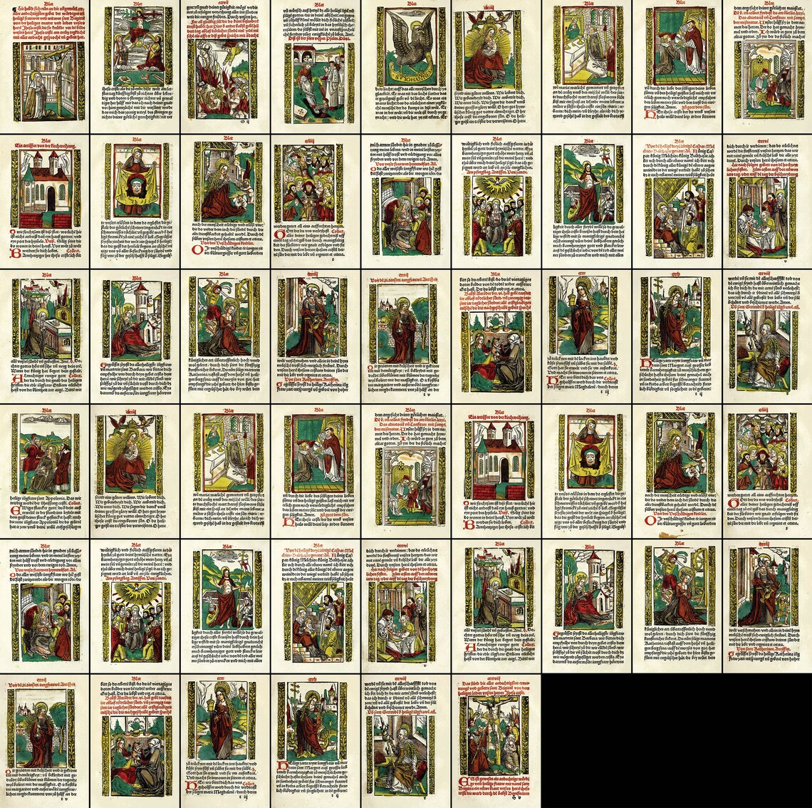 51 Illustrated Pages From Medieval Prayer Book Set 2 | Vintage Restored ...