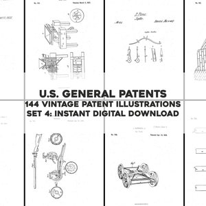 144 Assorted Restored Patents Drawings Set 4 | HQ Image Bundle ...