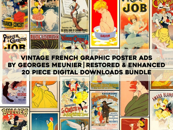 Vintage French Ads Printable Wall Art Bundle Newspaper | Etsy