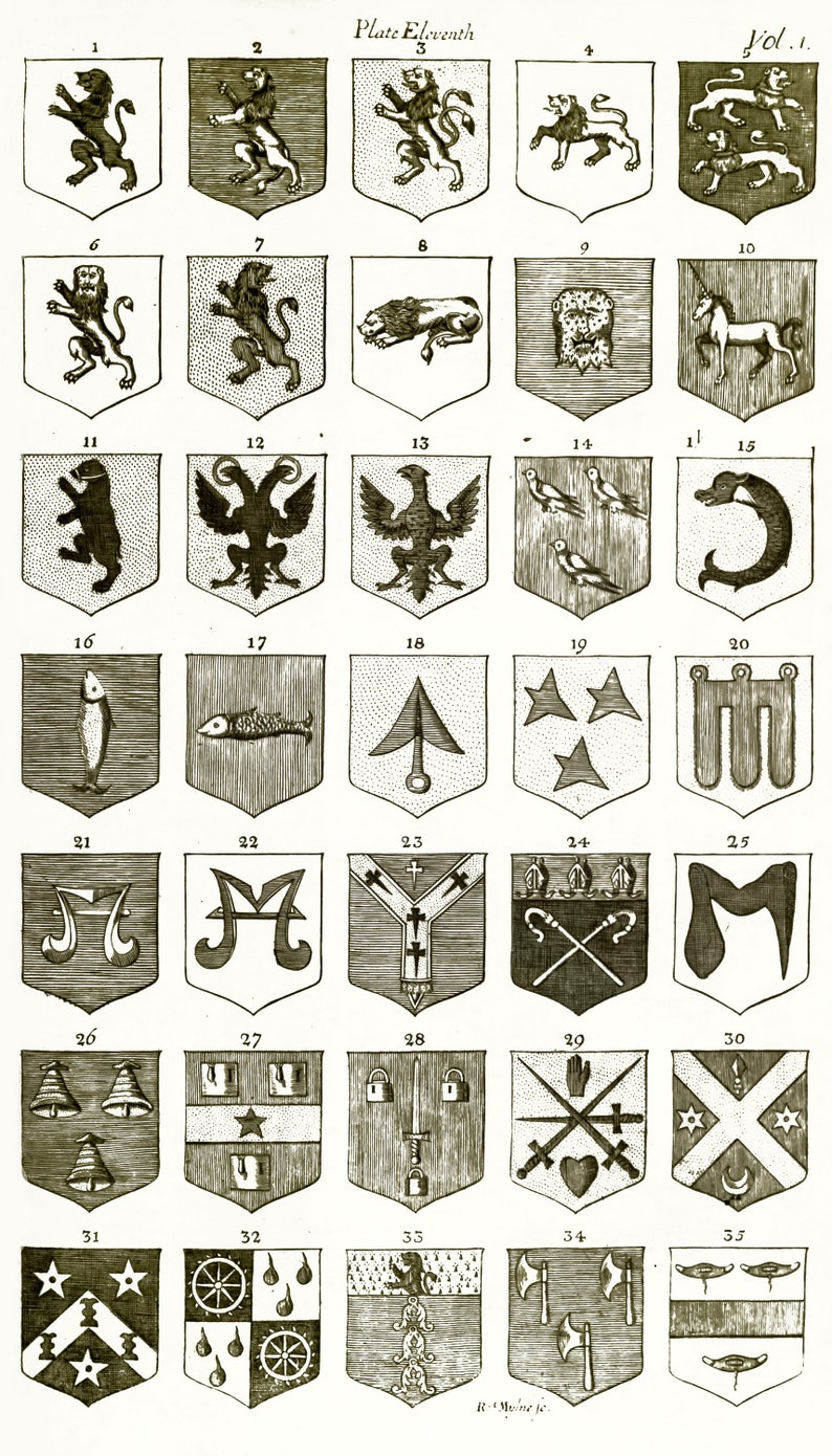 30 Black and White Heraldry Coat of Arms Images Set | HQ Image Bundle ...