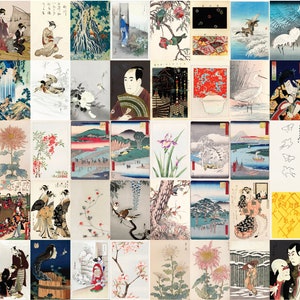 130 Pcs Japanese Artwork COLLAGE KIT SET 4"x6" Printable Wall Art ...