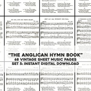 68 Restored Anglican Hymn Pages Vintage Sheet Music Set 5 | Printable ...