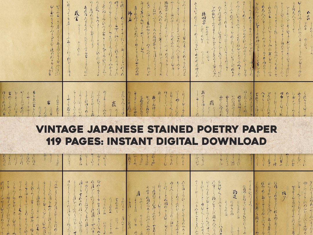 119 Pages of Lovely Stained Vintage Japanese Handwritten Poetry | HQ ...