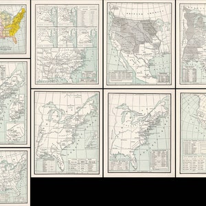 9 Vintage American Historical Maps From 1889 Family World Atlas | Image ...