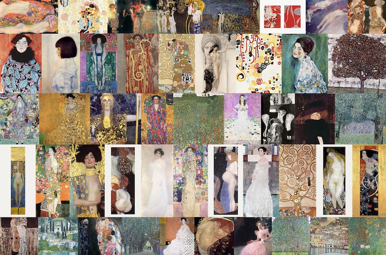 Gustav Klimt Famous Work Art Nouveau Printable Wall Art Bundle - Etsy