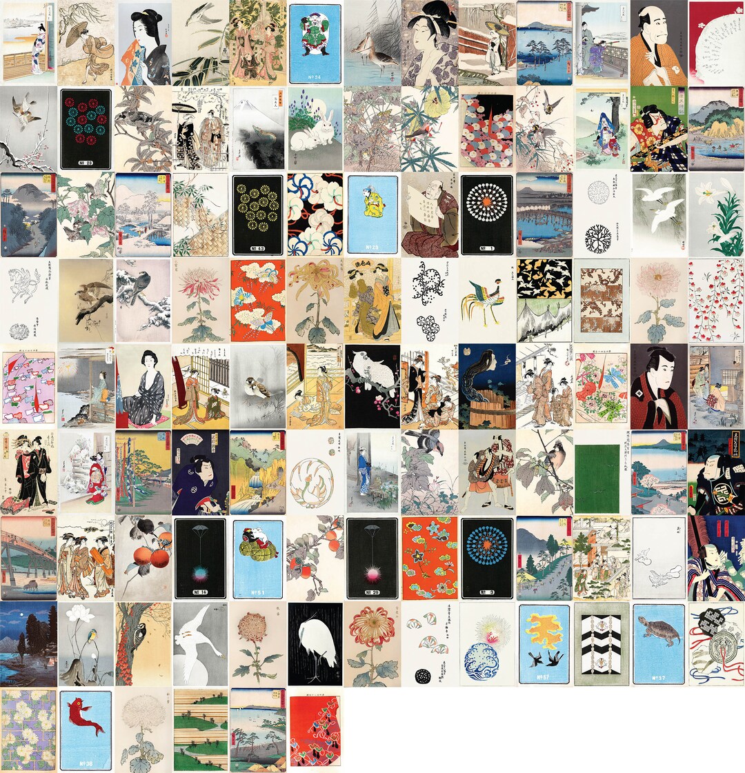 110 Pcs Japanese COLLAGE KIT 4"x6" -- Printable Wall Art Collage Bundle ...