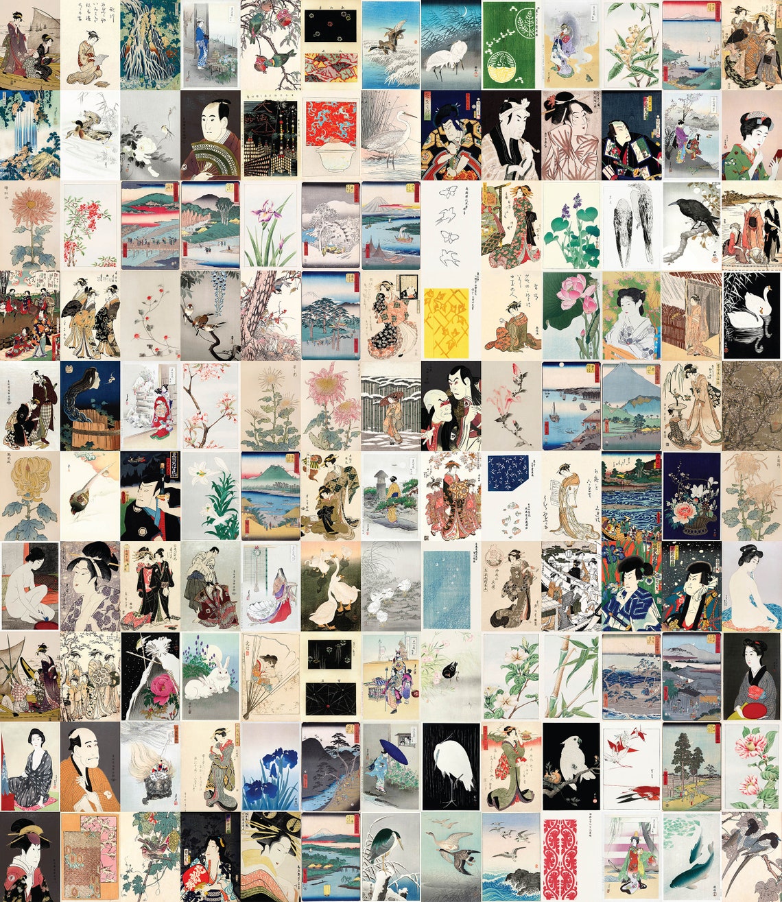 130 Pcs Japanese Artwork COLLAGE KIT SET 4"x6" Printable Wall Art ...