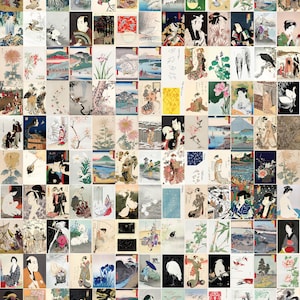 130 Pcs Japanese Artwork COLLAGE KIT SET 4"x6" Printable Wall Art ...