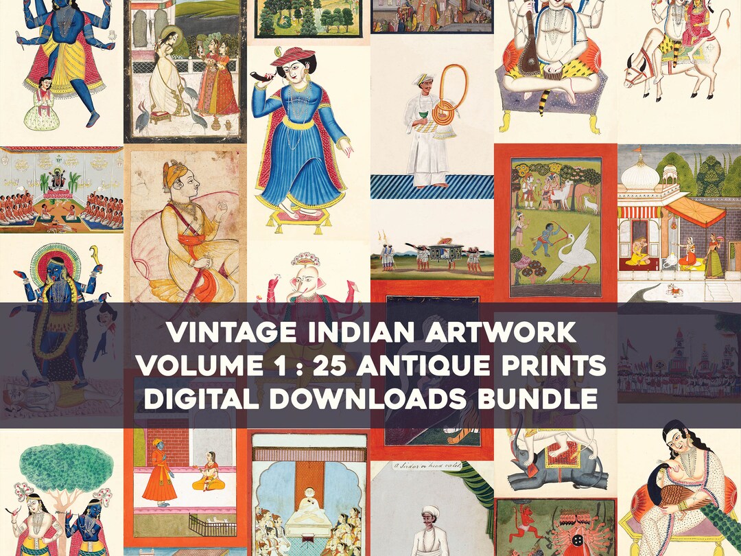 25 Ancient Indian Artworks Printable Wall Art Bundle | Vintage God ...