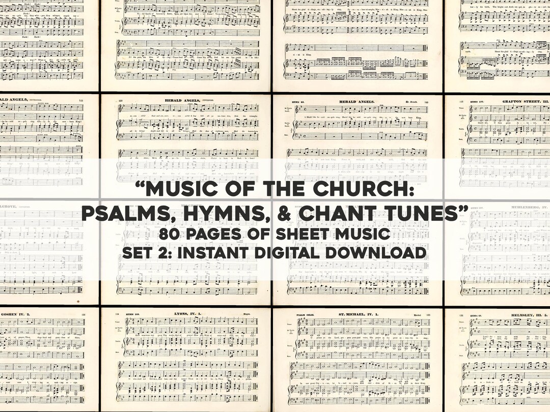 80 Pages of Church Psalms Hymns and Chant Tunes Vintage Sheet Music ...