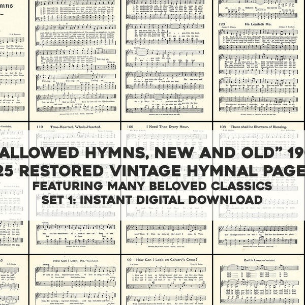 Printable Vintage Hymnal Pages - Etsy