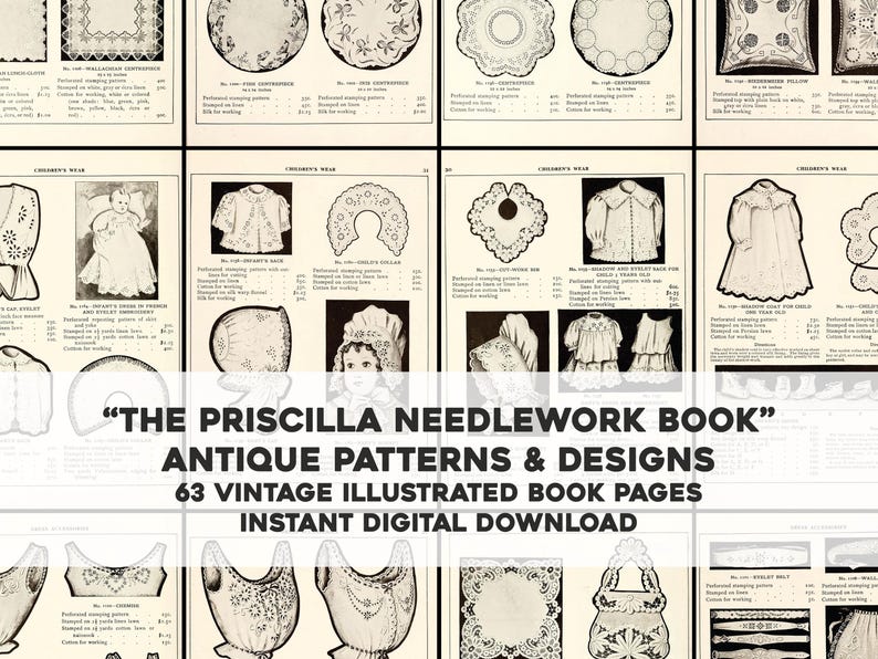 Needlework Book Antique Sewing Patterns & Illustrated Designs | 63 ...