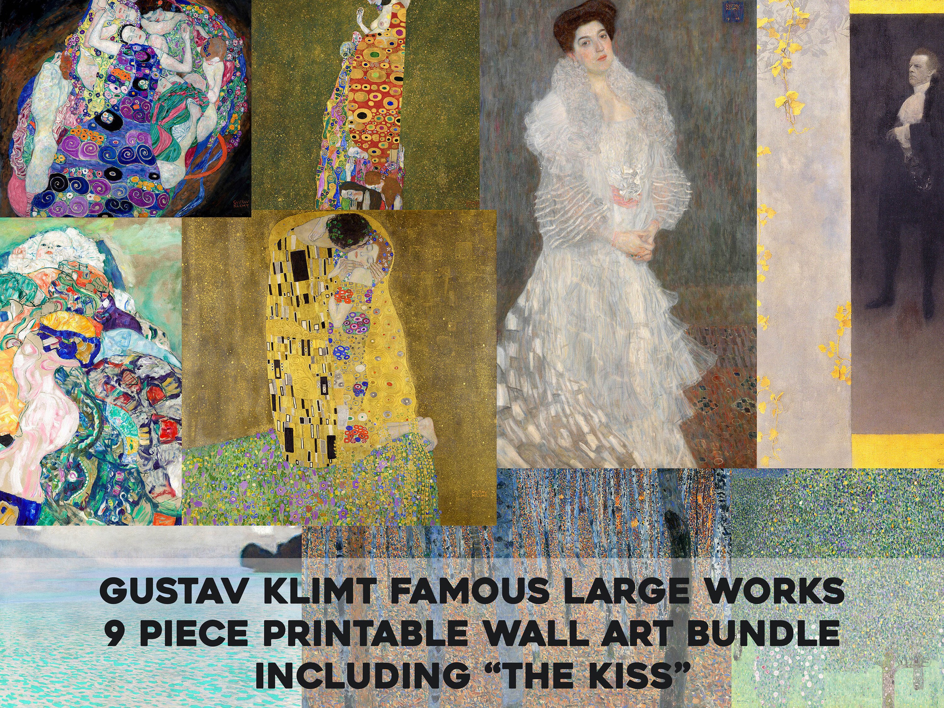 Gustav Klimt Large Works Art Nouveau Printable Wall Art Bundle Vintage ...