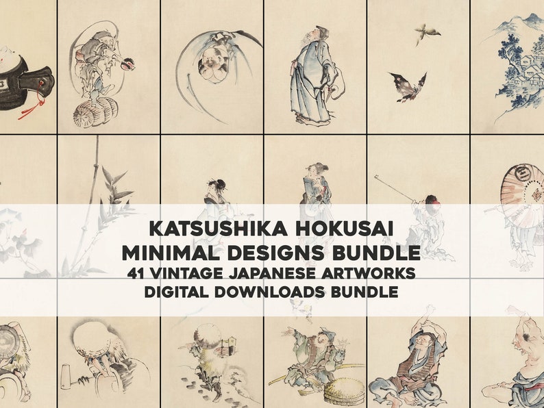 41 Katsushika Hokusai Minimal Japanese Paintings | HQ Image Bundle ...