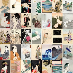 130 Pcs Japanese Artwork COLLAGE KIT SET 4"x6" Printable Wall Art ...