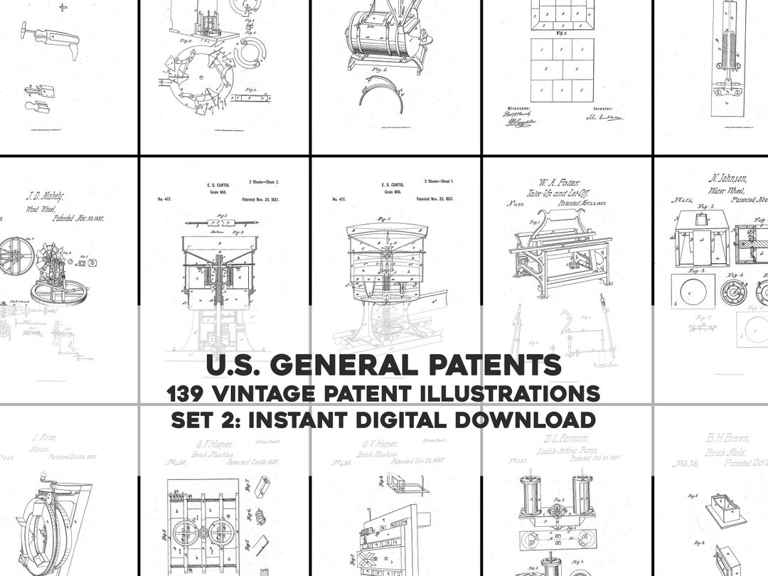 139 Assorted Restored Patents Drawings Set 2 | HQ Image Bundle ...