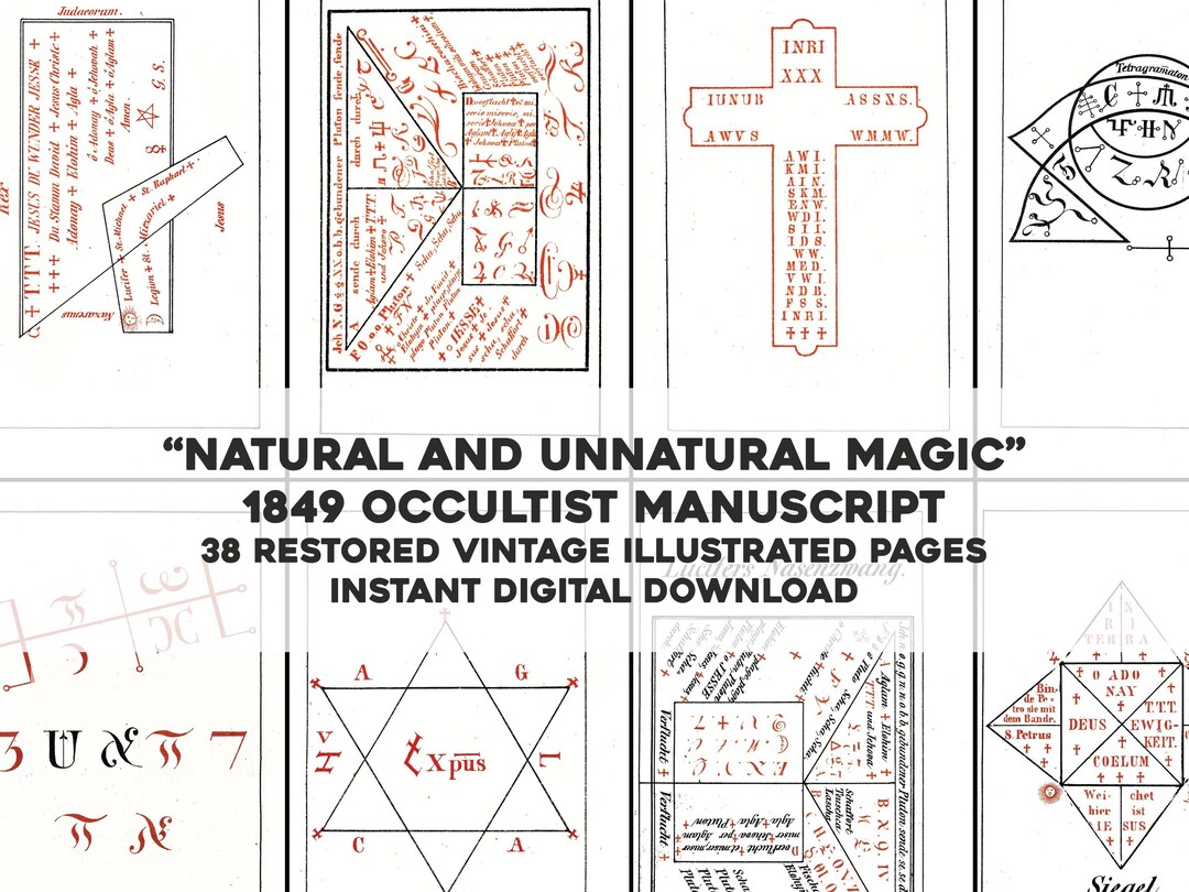 38 Amazing Restored Occultist Symbol & Writing Sheets | Vintage Image ...