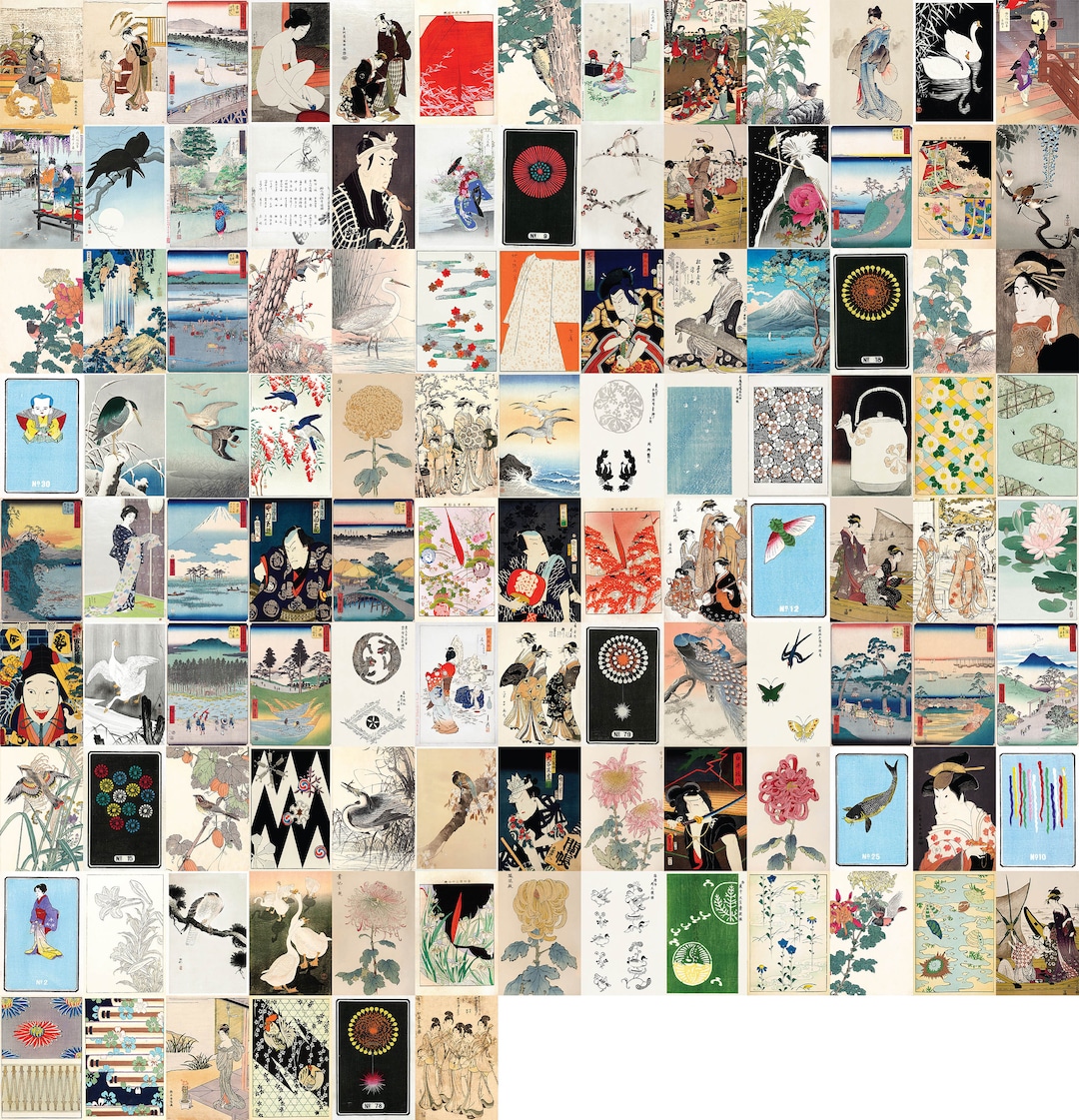 110 Pcs Japanese COLLAGE KIT 4"x6" -- Printable Wall Art Collage Bundle ...