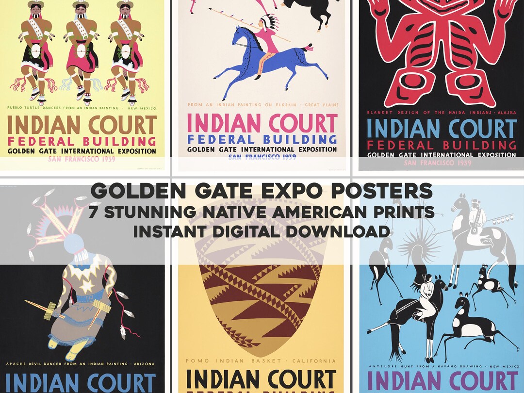 7 Vintage Native American Art Posters | HQ Image Bundle Printable Wall ...