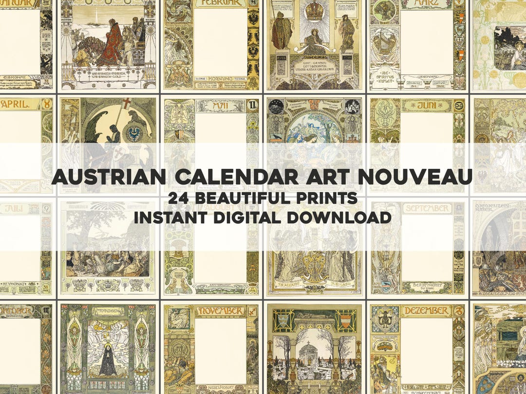 Austrian Calendar Art Nouveau Deco Style | 24 Beautifully Restored ...