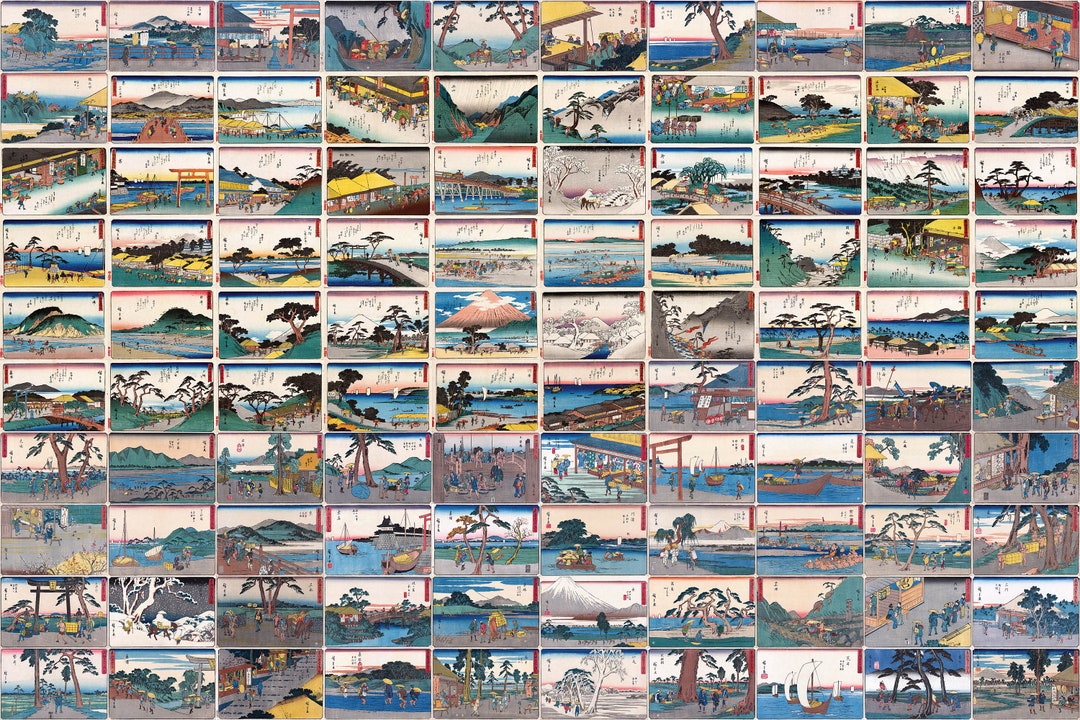Japanese COLLAGE KIT 4x6 100 Pcs Stations of the Tokaido 2 Printable ...