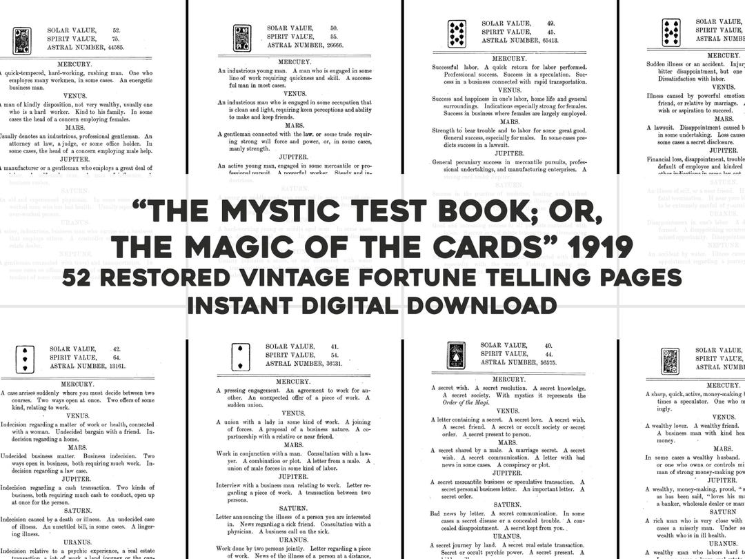 52 Card Deck of Cartomancy Playing Card Reading Interpretations | HQ ...