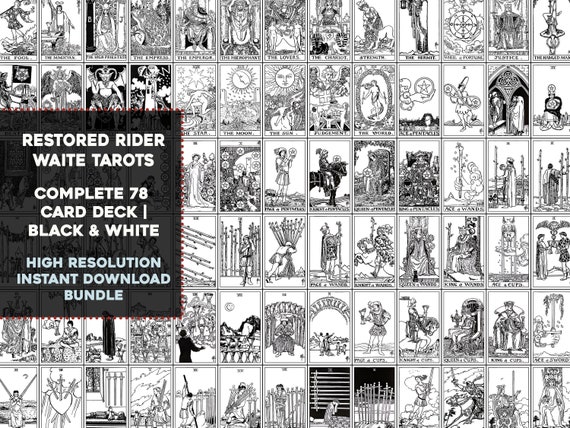 Complete Set Rider Waite Smith Black and White Tarot Card Deck - Etsy