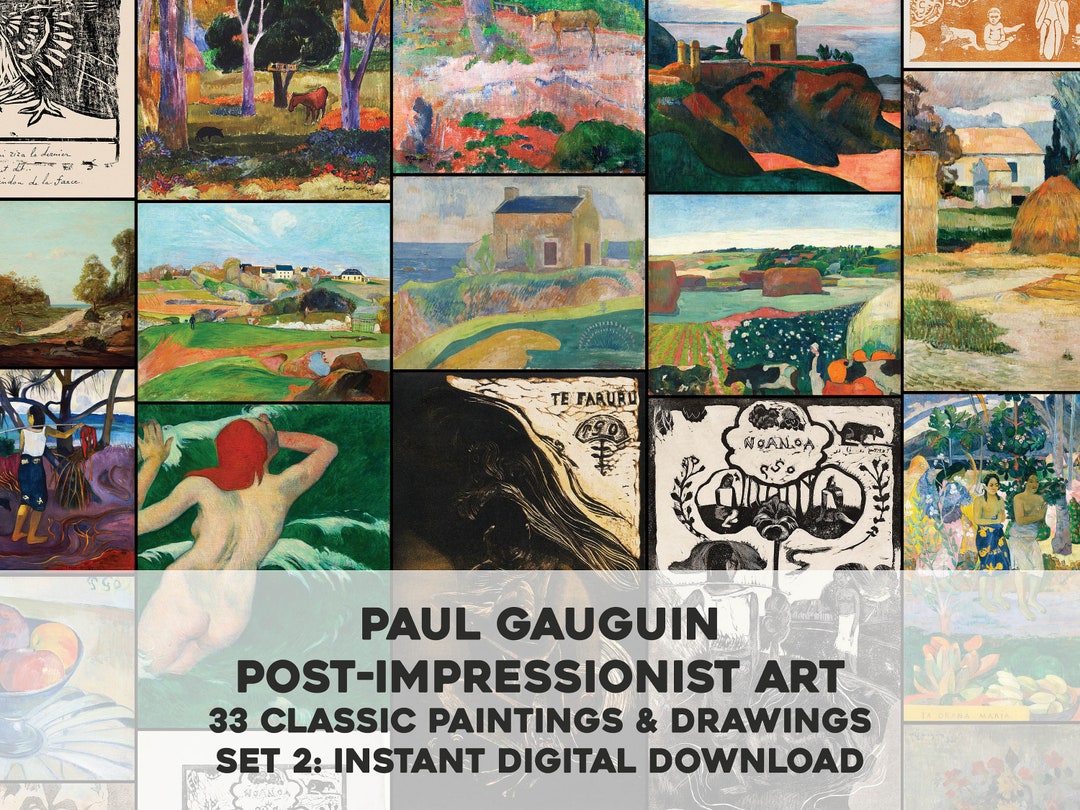 33 Paul Gauguin Impressionist Paintings HQ Image Bundle Printable Wall ...