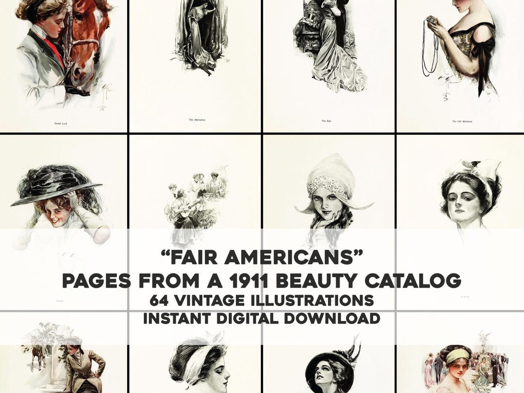 20th Century Beauty Catalog Illustrations | 64 Vintage Color & BW ...