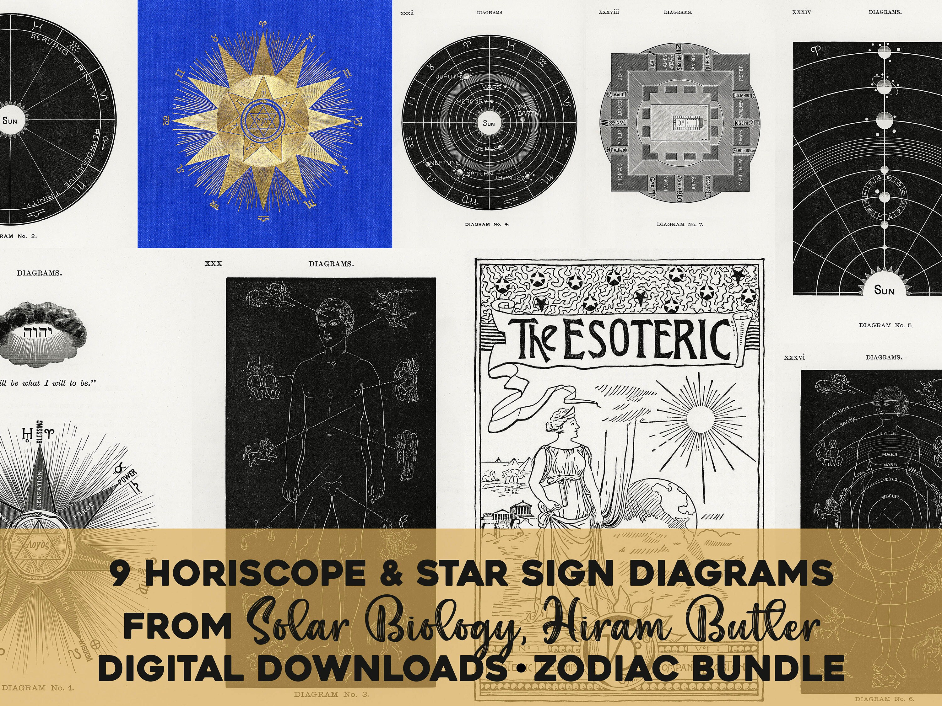 Zodiac & Horoscope Star Sign Diagrams Printable Wall Art - Etsy
