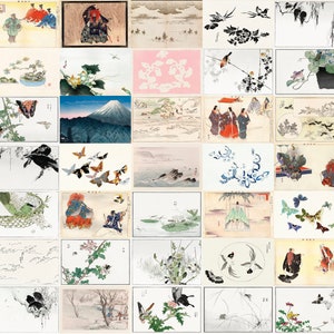 150 Pcs Japanese COLLAGE KIT 4"x6" -- Printable Wall Art Collage Bundle ...