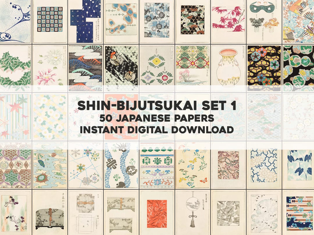 50 Japanese Design Patterns | Digital Paper Image Bundle Printable Wall ...