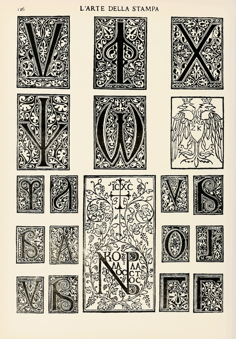 52 Historic Book Ornamental Designs Illustrations | Vintage Stained ...