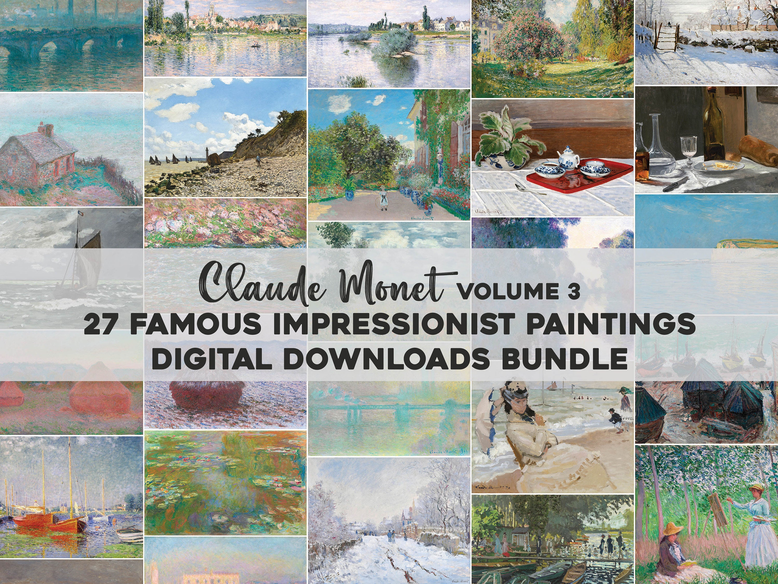 27 Claude Monet Impressionist Paintings HQ Image Bundle - Etsy