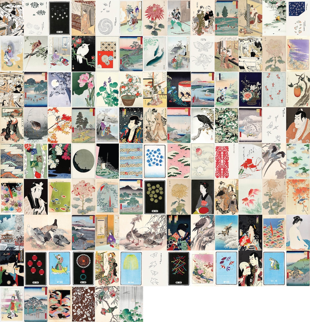 110 Pcs Japanese COLLAGE KIT 4"x6" -- Printable Wall Art Collage Bundle ...
