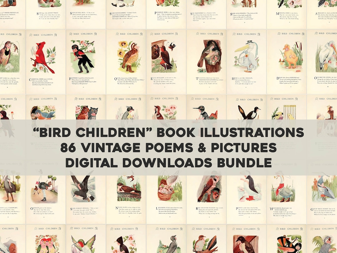 86 Illustrations From "bird Children" Book Plates Vintage Printable ...