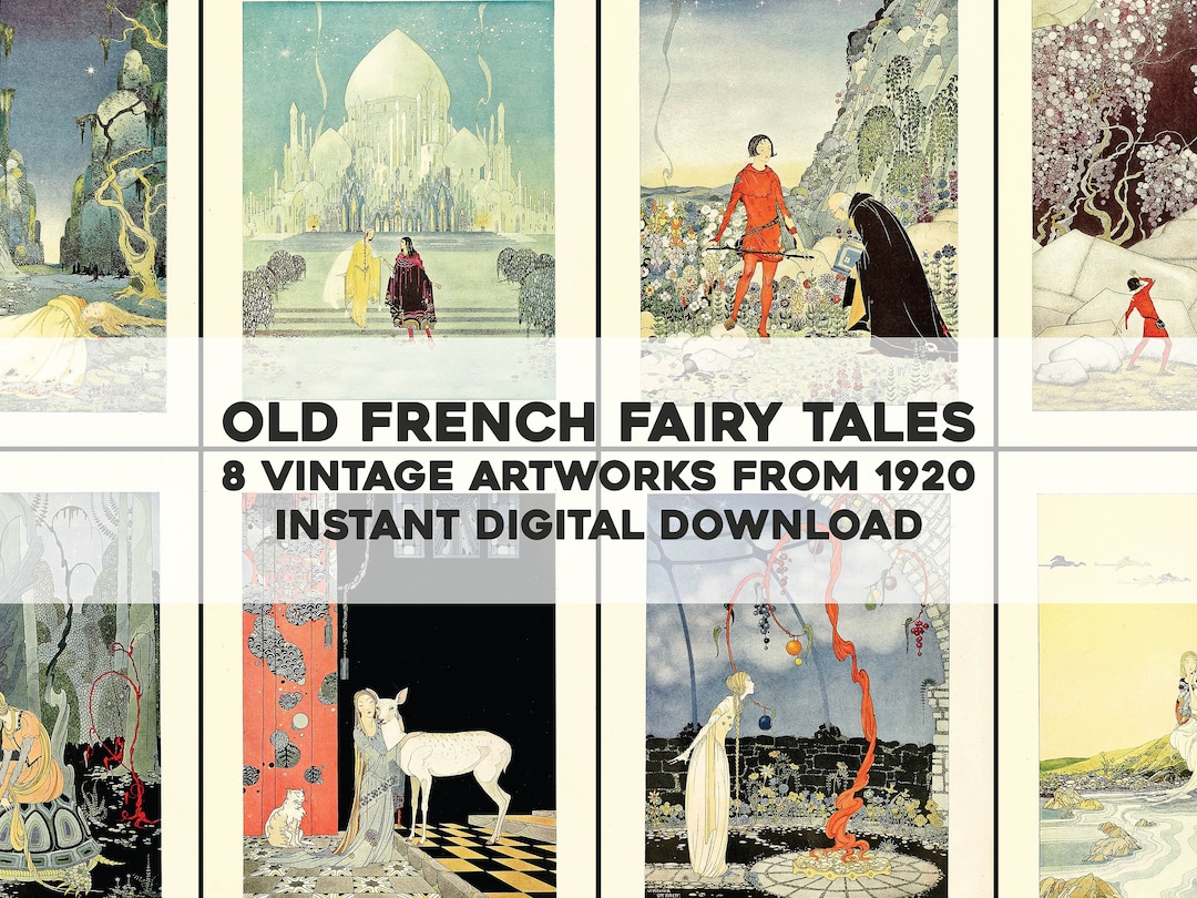 8 Old French Fairy Tale Illustrations | HQ Image Bundle Printable Wall ...