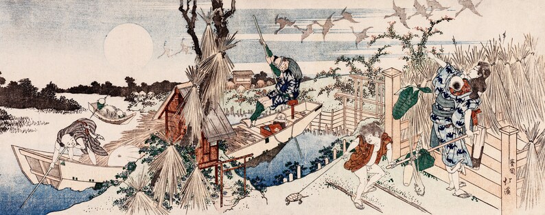 7 Ukiyo-e Japanese Woodblock Prints Printable Wall Art Bundle Samurais ...