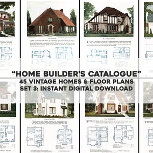 45 Vintage American House Design Advertisements Floor Plans Color Set 3 ...