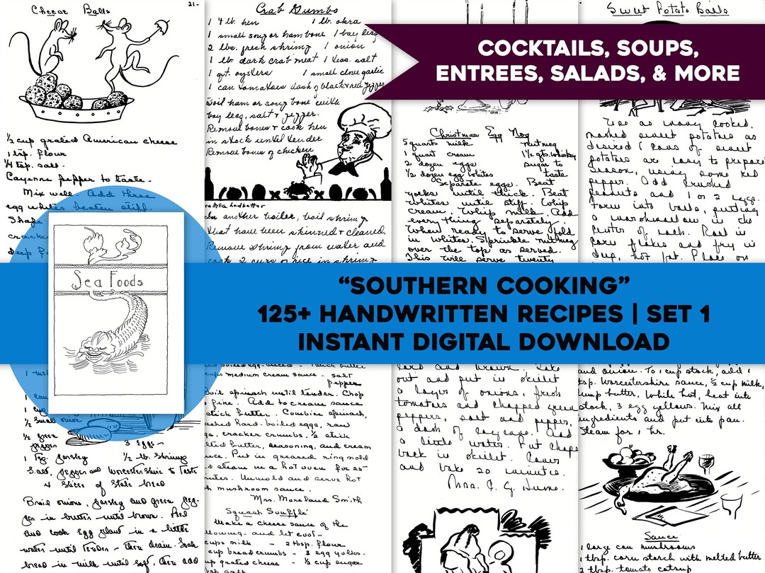 100+ Vintage Southern Handwritten Cookbook Recipes | Individual ...