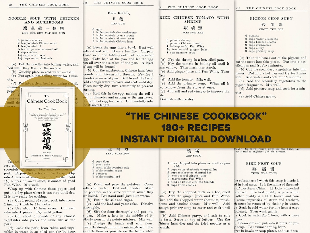 180+ Vintage Chinese Cookbook Recipes | Individual Printable Pages HQ ...