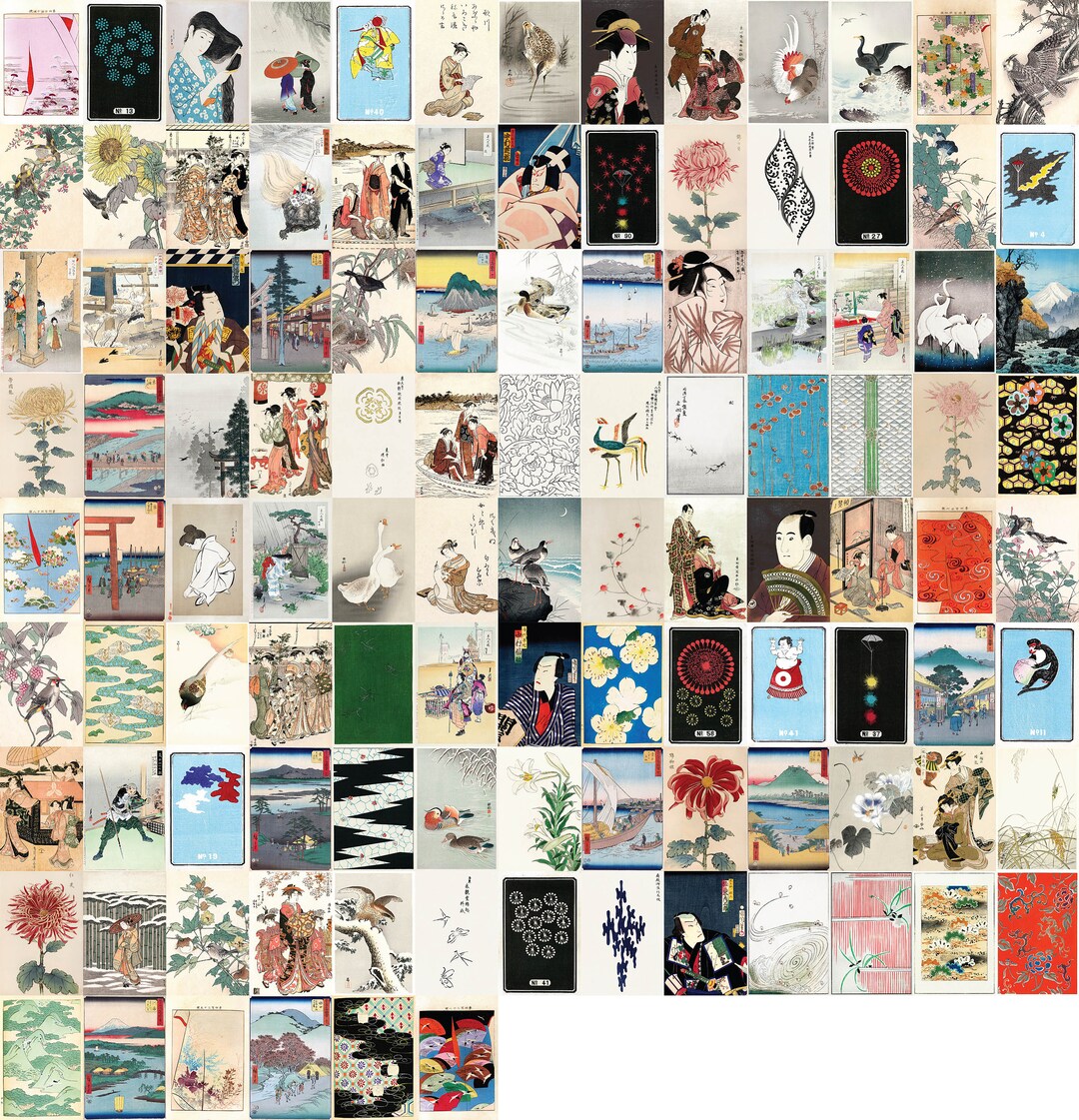110 Pcs Japanese COLLAGE KIT 4"x6" -- Printable Wall Art Collage Bundle ...