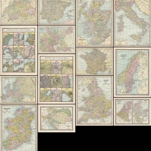 14 Vintage Maps of European Countries 1889 Family World Atlas | HQ ...